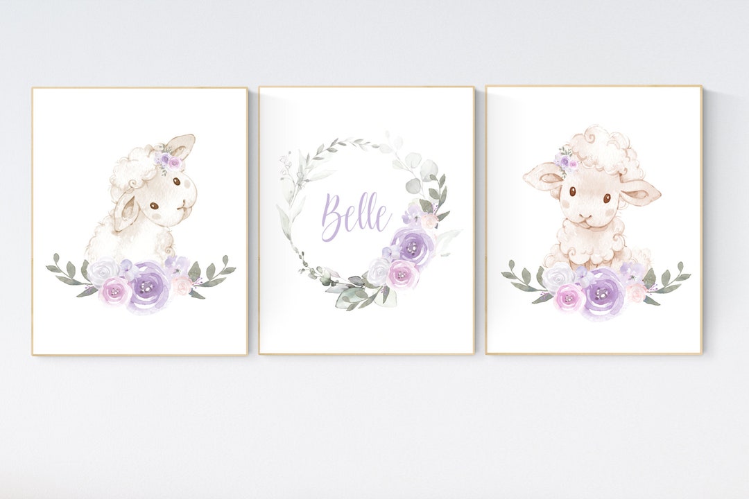 Sheep Nursery Decor, Nursery Decor Girl, Purple and Pink, Nursery Decor ...