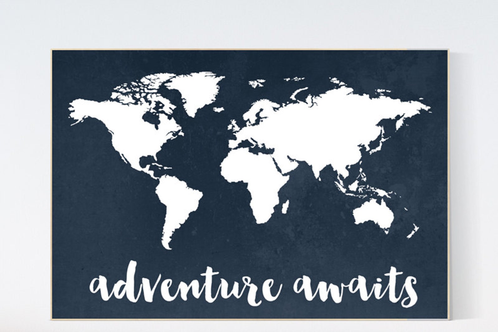 Navy World Map Nursery Print: Adventure Awaits - Etsy