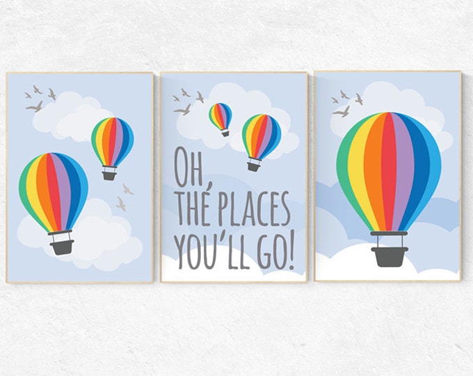 Oh the Places You'll Go Nursery Prints Nursery Art Nursery Decor ...