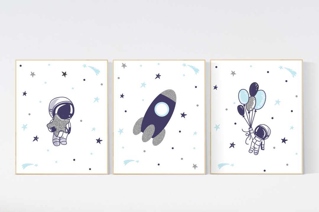 Nursery Decor Boy Space, Nursery Wall Art Space, Space Nursery Decor ...