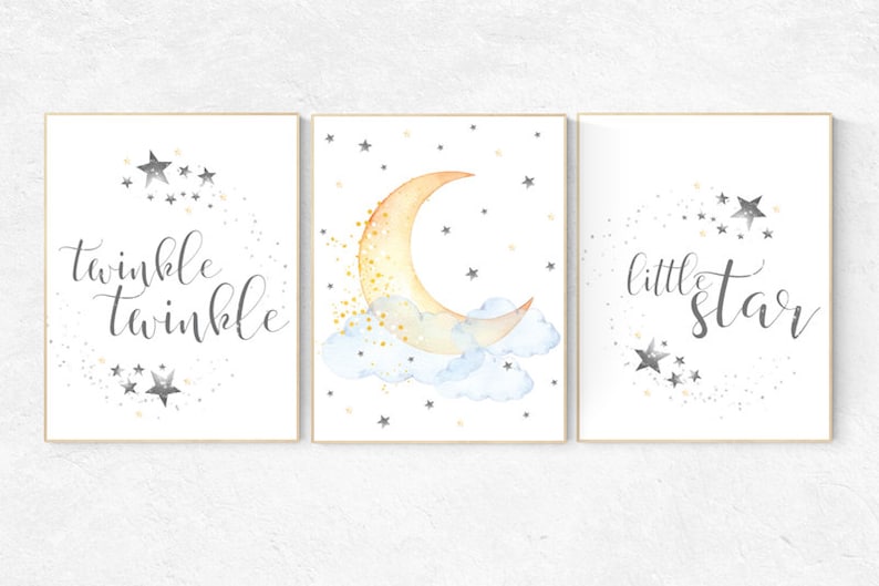 Twinkle twinkle little star nursery decor neutral cloud and | Etsy