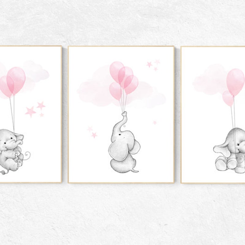 Pink Grey Elephant - Etsy