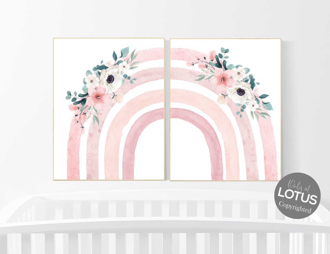 Nursery Decor Rainbow, Boho Rainbow Set, Pink Nursery, Nursery Decor ...