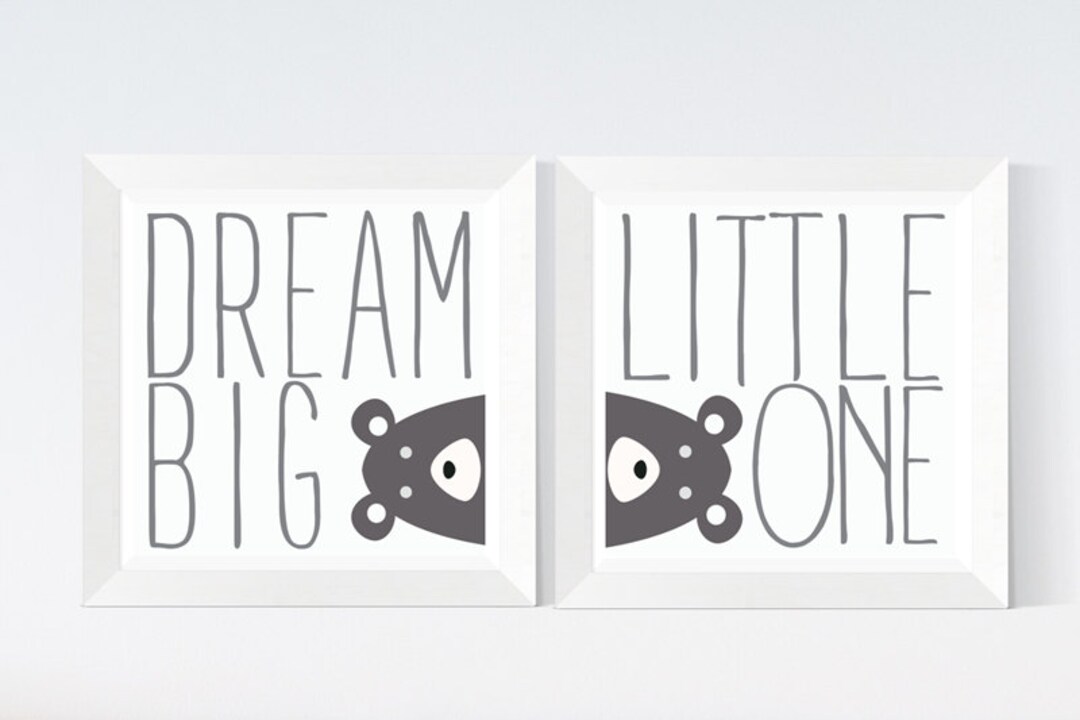 Dream Big Bear Print: Gray Nursery Decor, Kids Room - Etsy