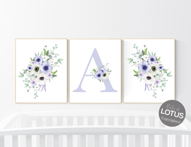 Purple Flower Nursery Decor: Lavender Lilac Floral Print - Etsy