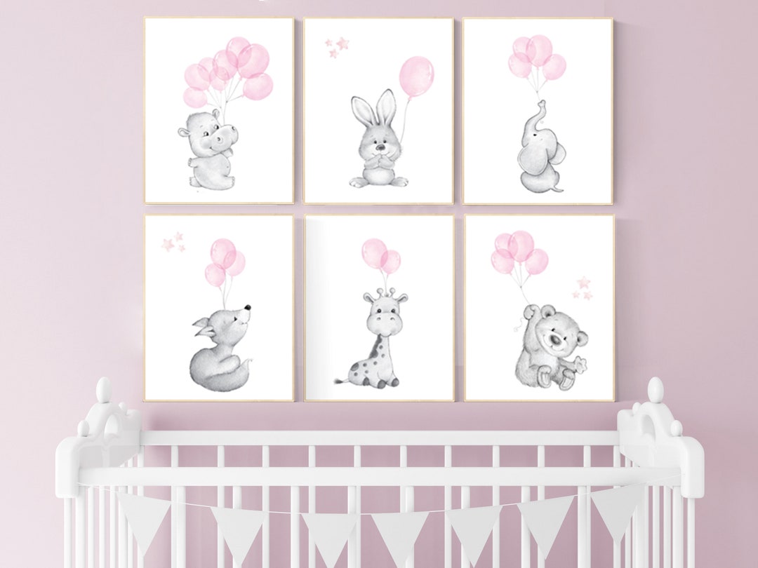 Nursery Prints Animals With Balloons, Animal Balloon Print, Nursery ...