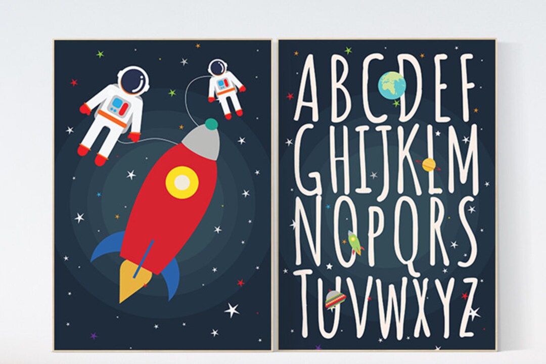 Space Nursery Decor, Alphabet Letters, Alphabet Nursery Art, Outer ...
