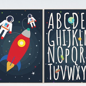 Space Nursery Decor, Alphabet Letters, Alphabet Nursery Art, Outer ...