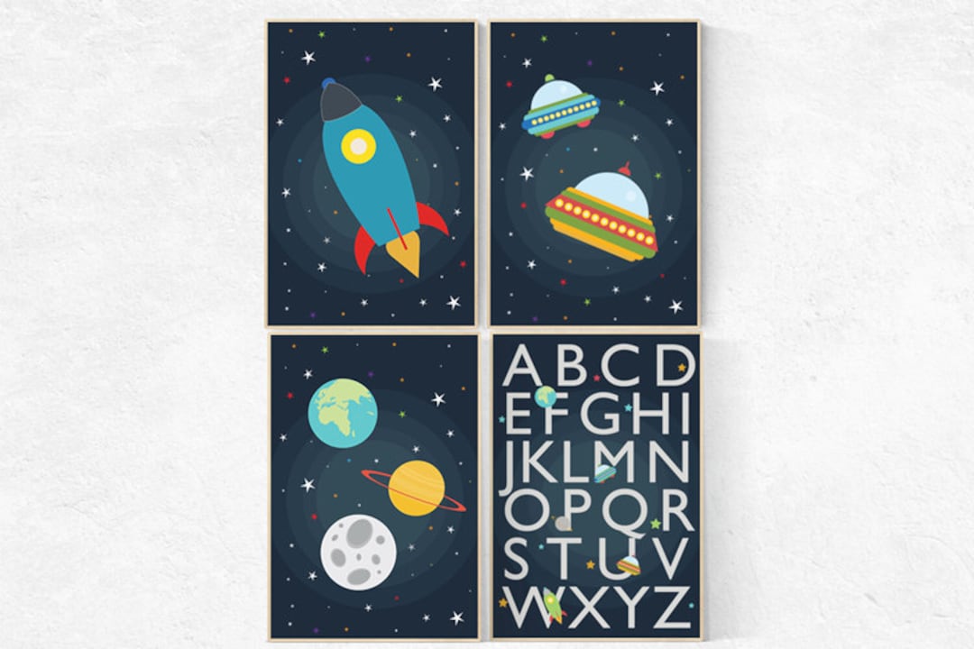 Space Nursery Decor, Alphabet Nursery Art, Alphabet Letters, Outer ...