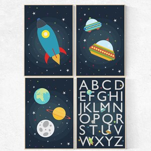 Space Nursery Decor, Alphabet Nursery Art, Alphabet Letters, Outer ...