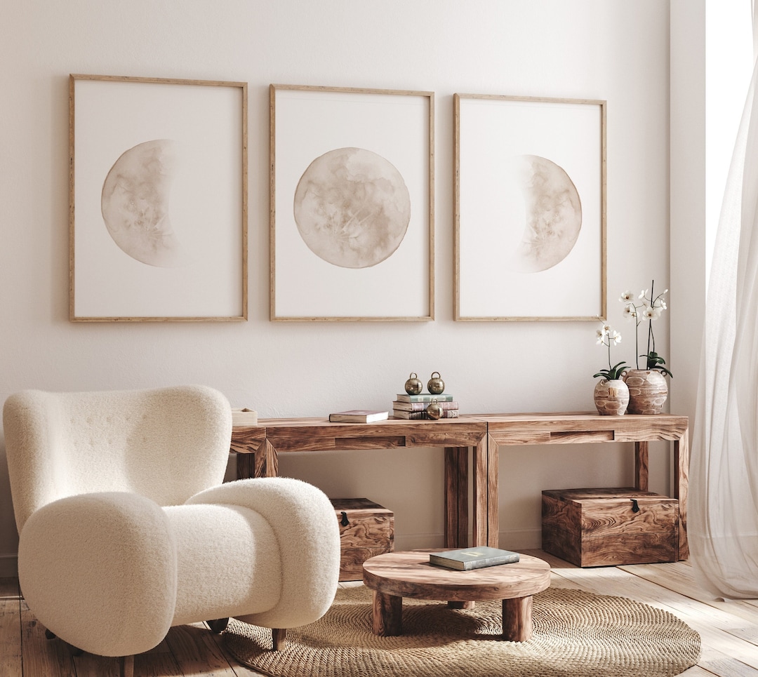 Moon Wall Art, Moon Nursery Decor, Neutral Nursery, Beige Nursery, Full ...