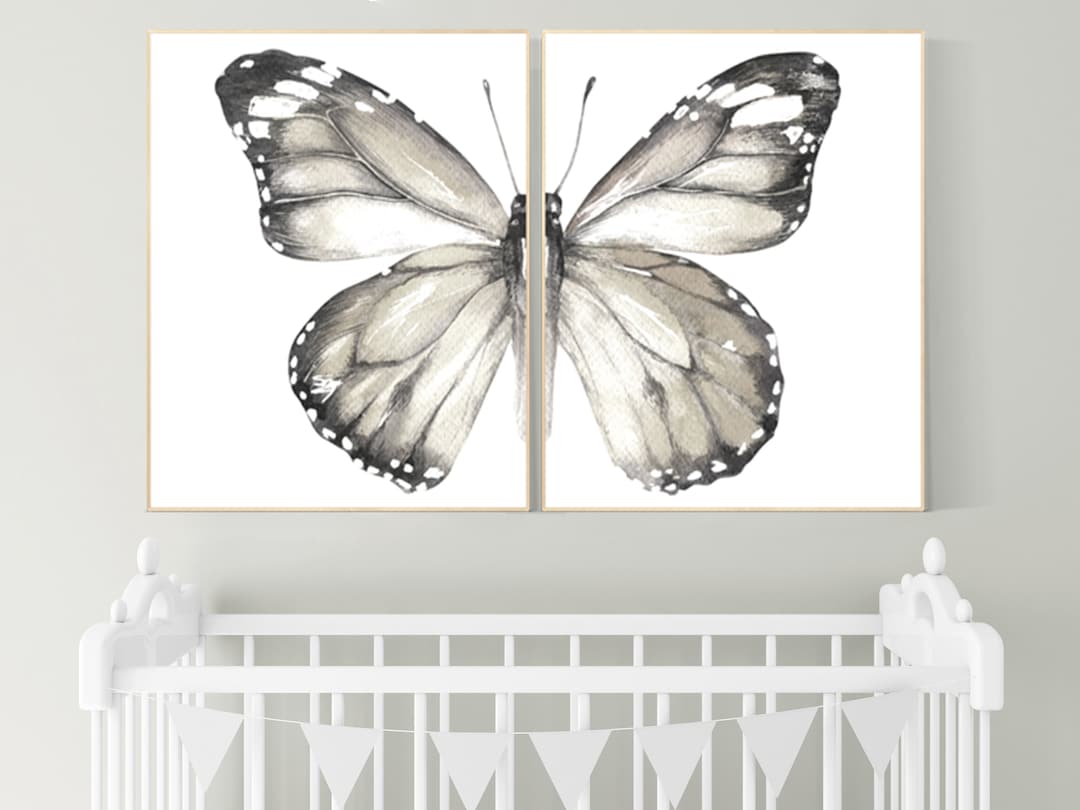 Nursery Decor Girl Butterfly, Neutral Colors, Butterfly Nursery Art ...