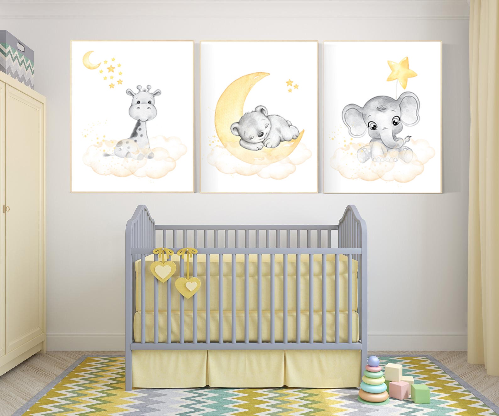 Nursery Decor Yellow Grey Gender Neutral Nursery Wall Art Elephant Nursery Decor Yellow Grey Gender Neutral Nursery Wall Art Elephant