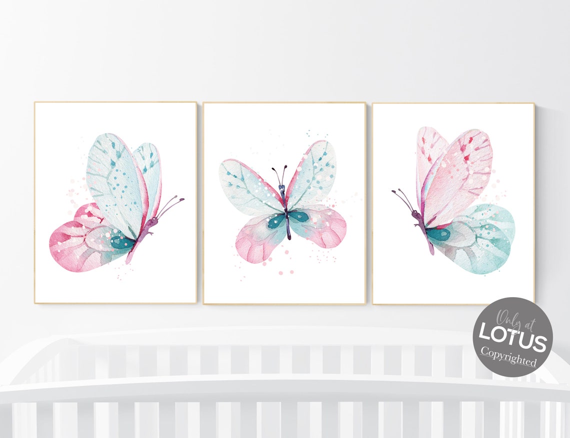 Nursery Decor Girl Butterfly Pink and Mint Nursery Mint Pink - Etsy