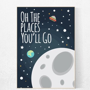 Oh the Places You'll Go, Outer Space Nursery Wall Art, Navy Space ...