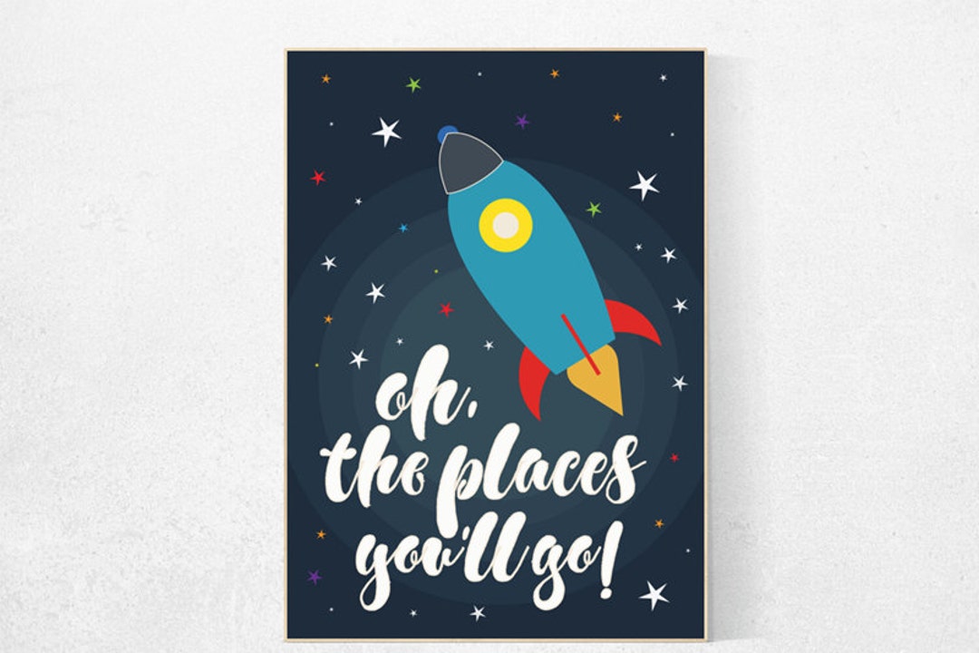Space Nursery Decor, Oh the Places You'll Go, Outer Space Nursery Wall ...