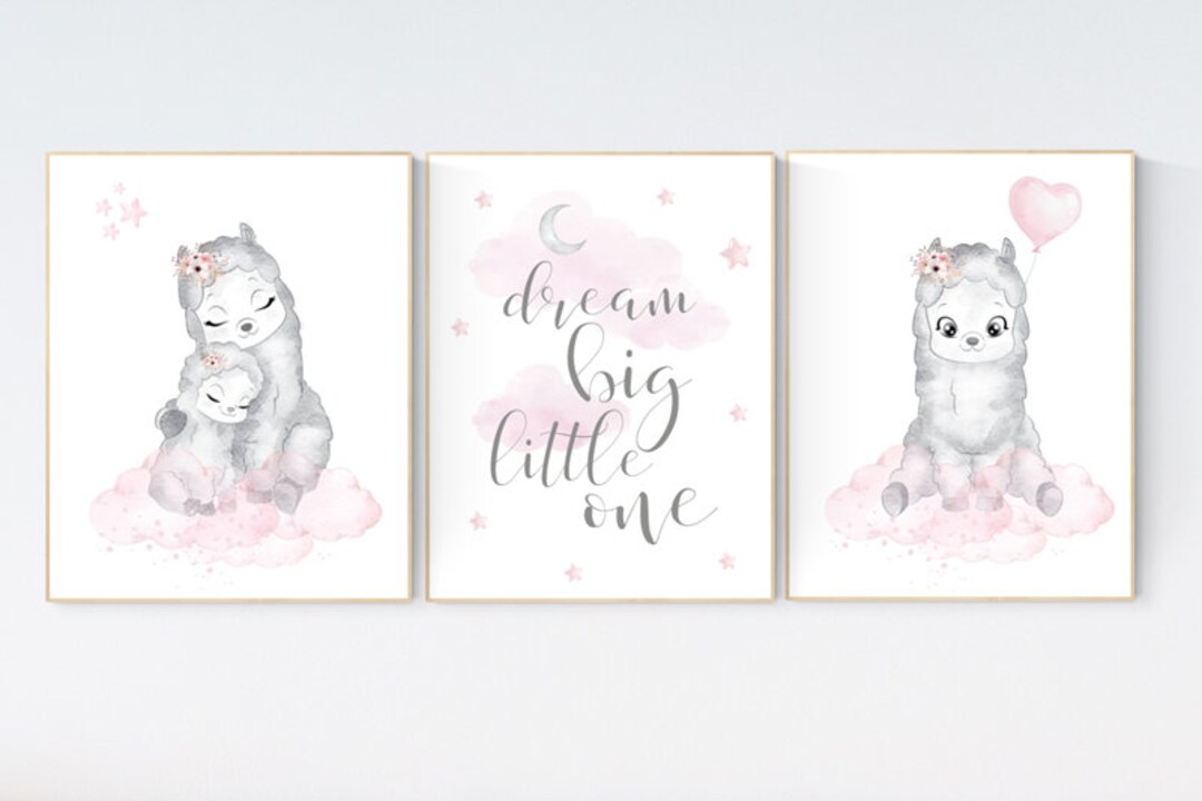 Llama Nursery Print, Nursery Decor Girl, Nursery Wall Art Llama, Llama ...