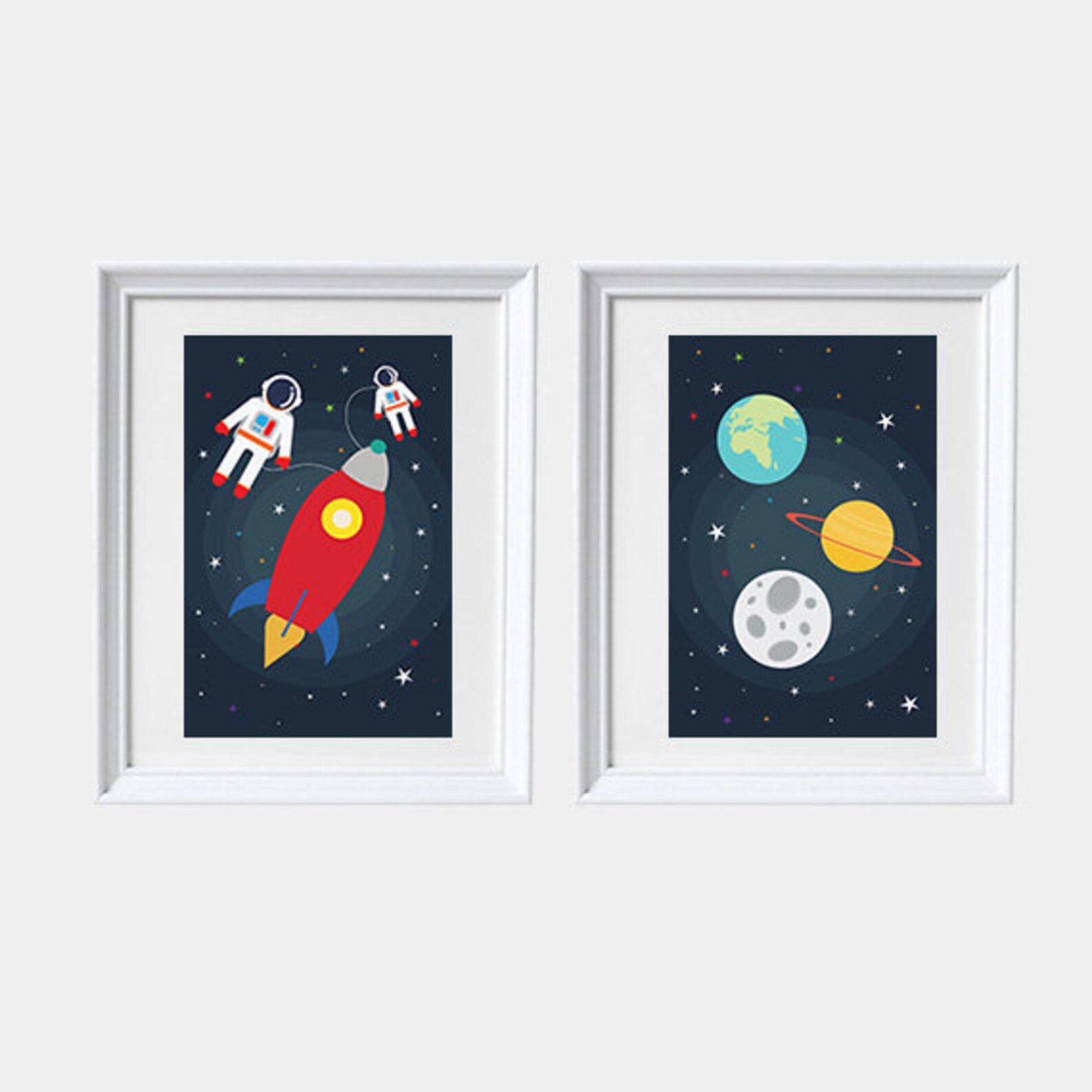 Space Theme Nursery Boys Rocket Ship Nursery Wall Art - Etsy