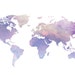 World Map Poster, Pastel World Map, Purple Wall Prints, World Map Art ...