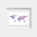 World Map Poster, Pastel World Map, Purple Wall Prints, World Map Art ...