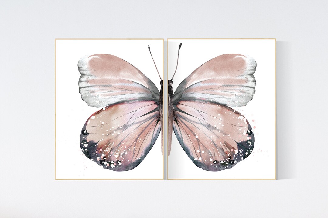 Blush Pink Butterfly Nursery Art Print: Watercolor Girl Room Decor - Etsy