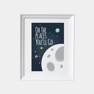 Oh the Places You'll Go, Outer Space Nursery Wall Art, Navy Space ...
