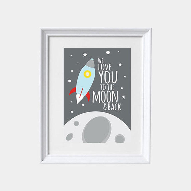 Space Nursery Decor Love You to the Moon and Back Kids Room - Etsy