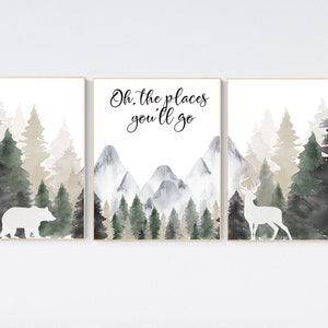 Woodland Nursery, Mountain Wall Art, Tree Nursery Decor, Adventure ...