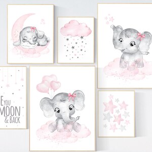 Nursery Decor Girl Elephant, Pink Grey, Nursery Decor Girl Pink ...