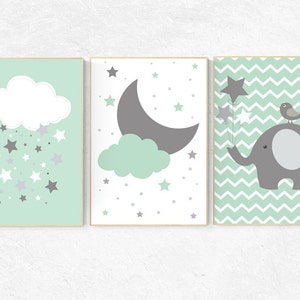 Mint Nursery Decor, Elephant Nursery Art, Mint Green Nursery Decor ...