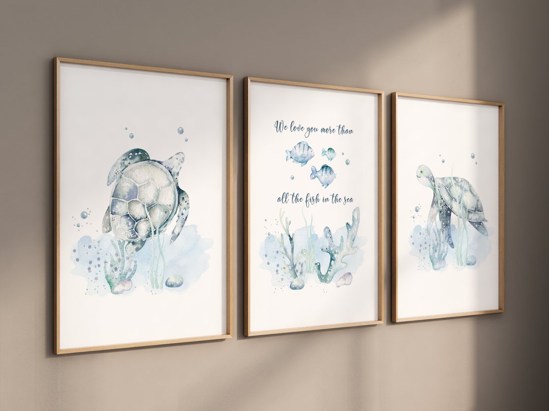 Sea Turtle Nursery Print: Ocean Theme, Gender Neutral Decor - Etsy