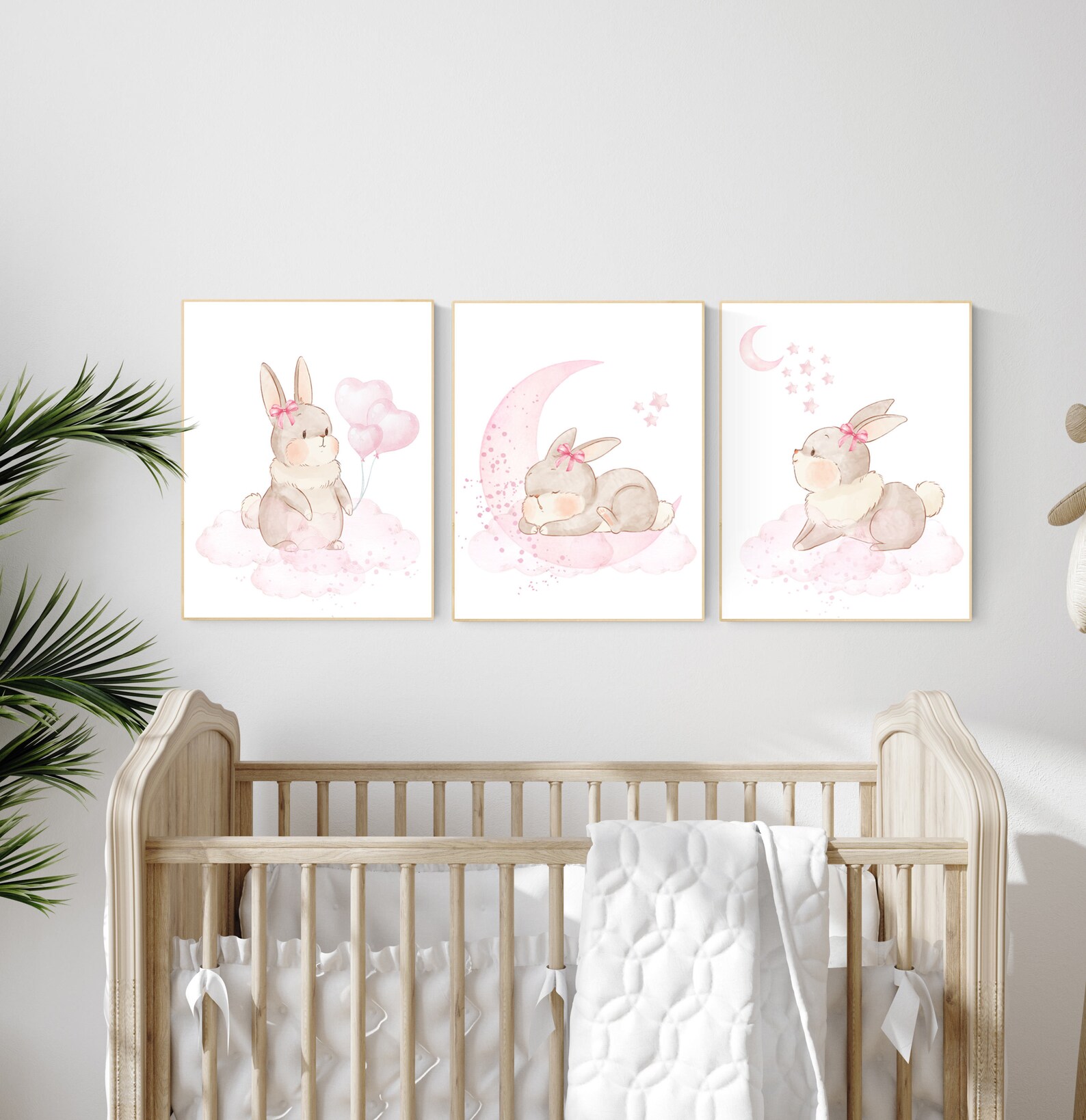 Bunny Nursery Wall Art Rabbit Nursery Decor Girl Nursery - Etsy