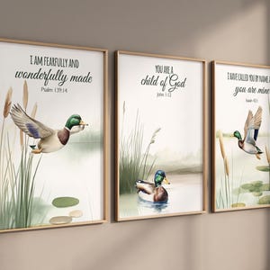 Duck Wall Art Set of 3 – Bible Verse Prints With Mallard Ducks ...