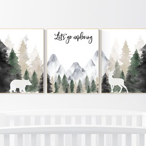 Nursery Decor Woodland, Mountain Wall Art, Tree Nursery Decor ...