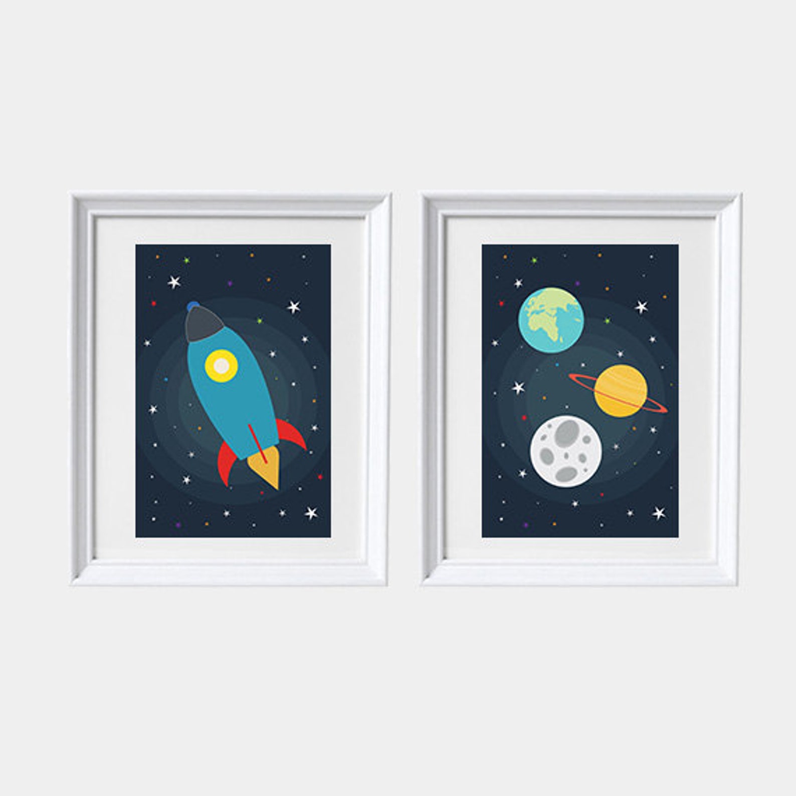 Space Nursery Decor Outer Space Nursery Wall Art Nursery Set - Etsy