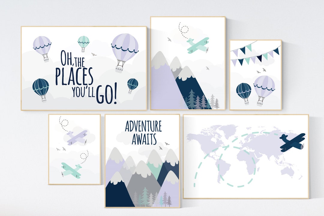 Nursery Decor Girl Adventure, Mountain, Purple Nursery, Lilac, Navy ...