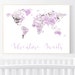 World Map Poster, Pastel World Map, Purple Wall Prints, World Map Art ...