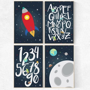 Space Nursery Decor, Alphabet Nursery Art, Alphabet Letters, ABC ...