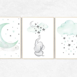 Nursery Decor Elephant, Mint Nursery Decor, Dream Big Little One ...