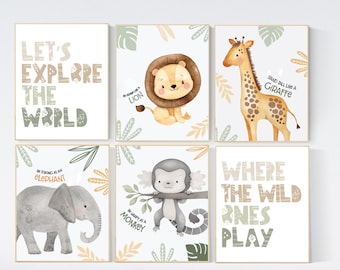 Boho Nursery Prints, Safari Nursery Decor, Nursery Wall Art Animals ...