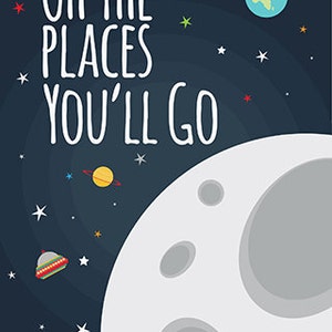 Oh the Places You'll Go, Outer Space Nursery Wall Art, Navy Space ...