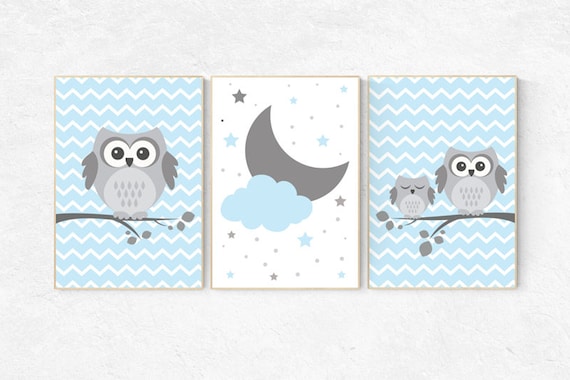 Twinkle Twinkle Little Star Owl Nursery Art Baby Boy Nursery | Etsy