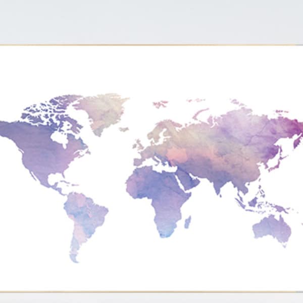 Purple World Map - Etsy