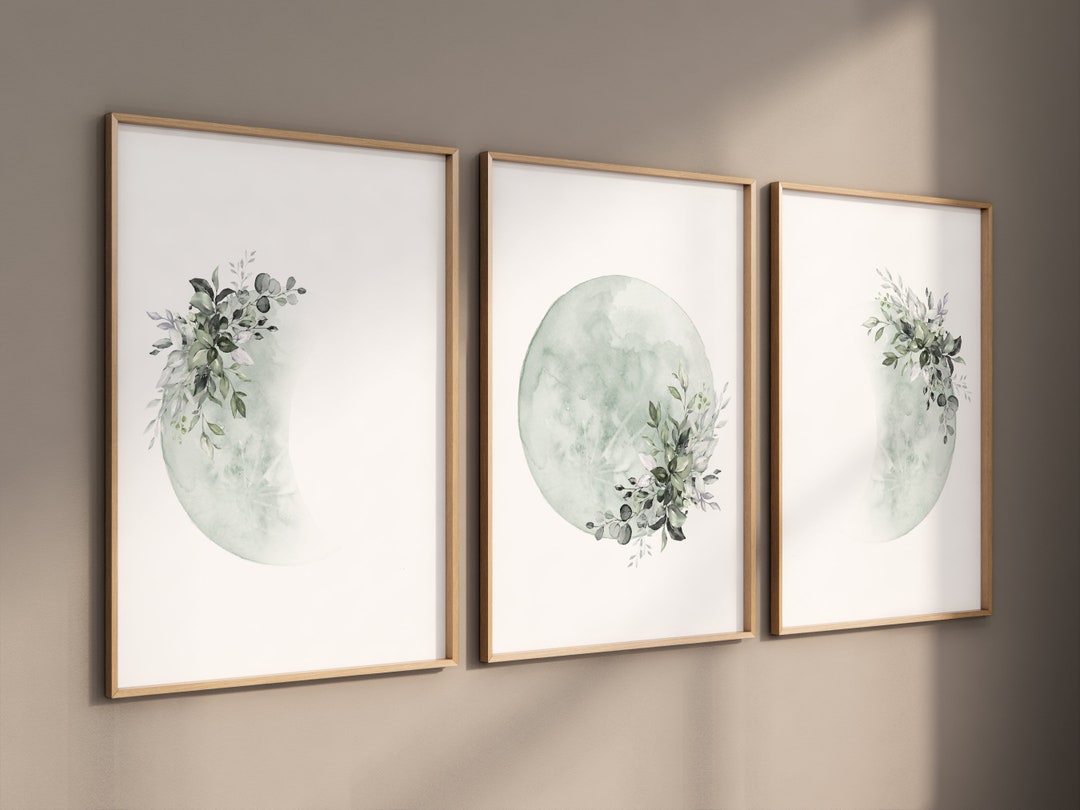 Moon Nursery Decor, Moon Print, Sage Nursery, Full Moon Print, Gender ...
