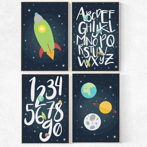 Space Nursery Decor, Outer Space Room Art, Alphabet Nursery Art, Boy ...