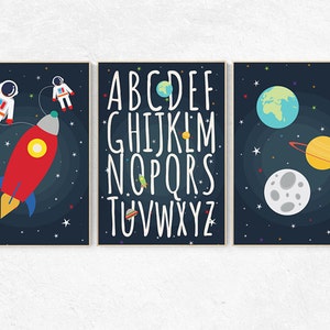 Space Nursery Decor, Alphabet Letters, Alphabet Nursery Art, Outer ...