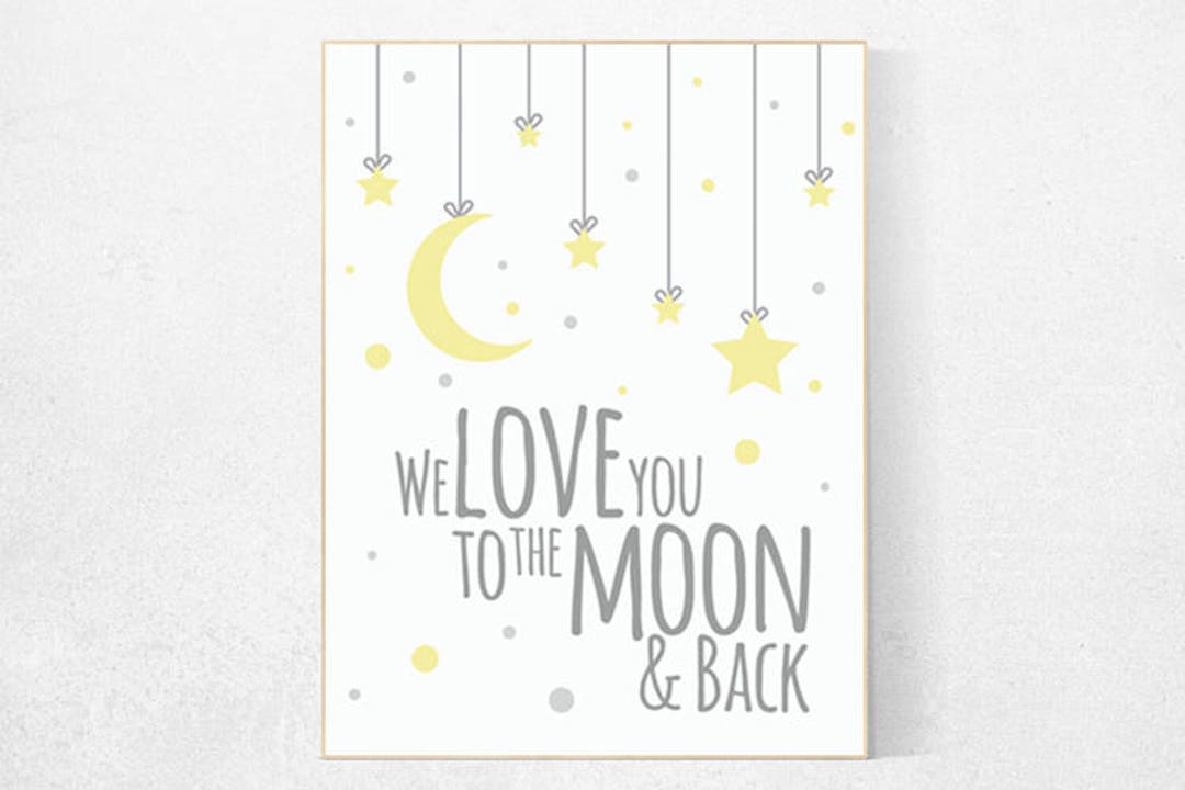 Mond und Sterne Kinderzimmer Druck: Gelb Grau Gender Neutral Decor ...