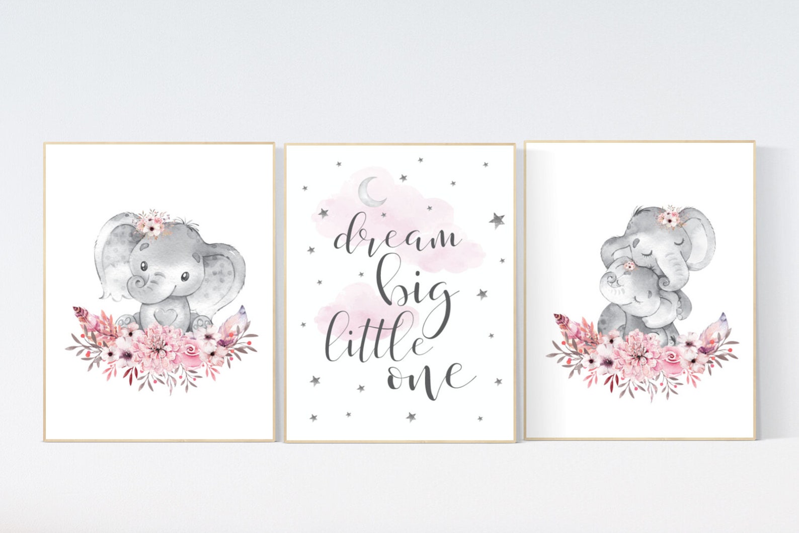 Nursery Decor Girl Boho Elephant Nursery Wall Art Nursery | Etsy