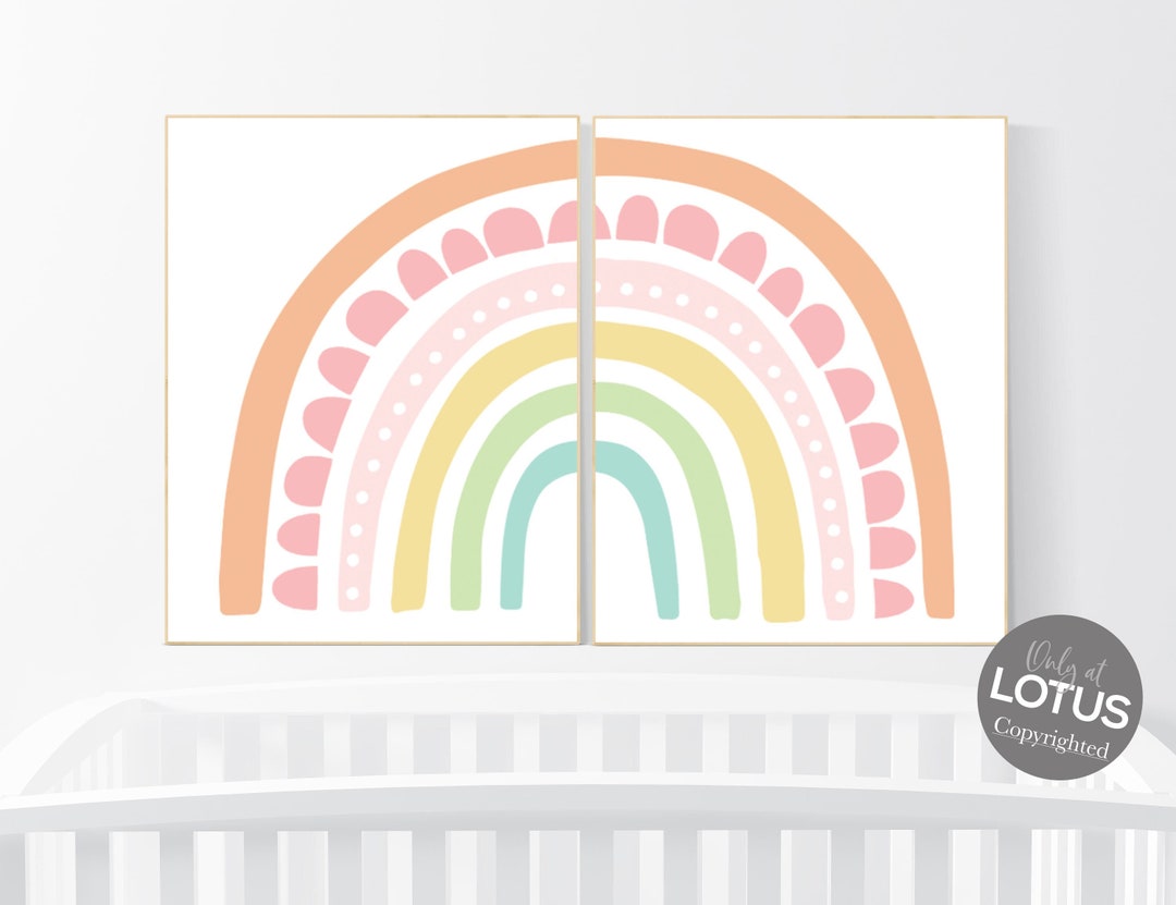 Nursery Decor Rainbow, Boho Rainbow Set, Rainbow Nursery, Pastel Colors ...