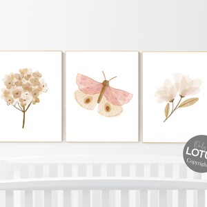 Boho Butterfly Floral Set, Boho Nursery, Girl Nursery Decor, Butterfly ...